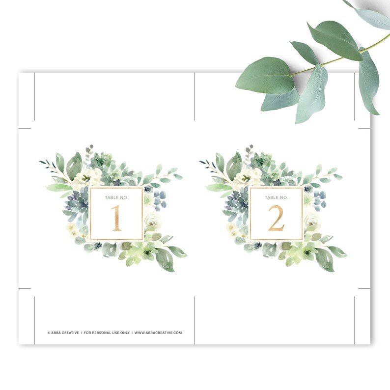 Succulent Wedding Table Numbers Instant Download Printable | Etsy