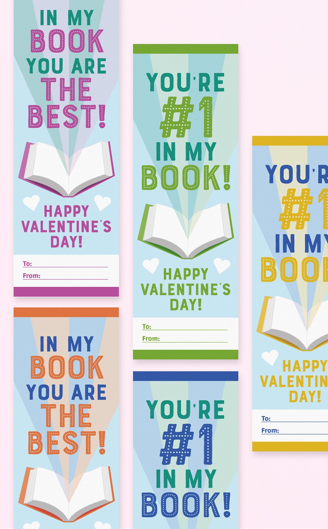 Bookmark Valentine Cards for Kids - Classroom Valentine Gifts for Book ...