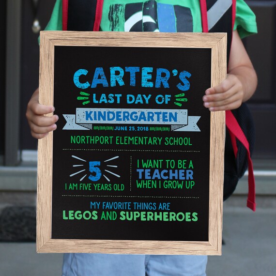 Last Day of School Sign Printable File / Chalkboard Last Day of ...