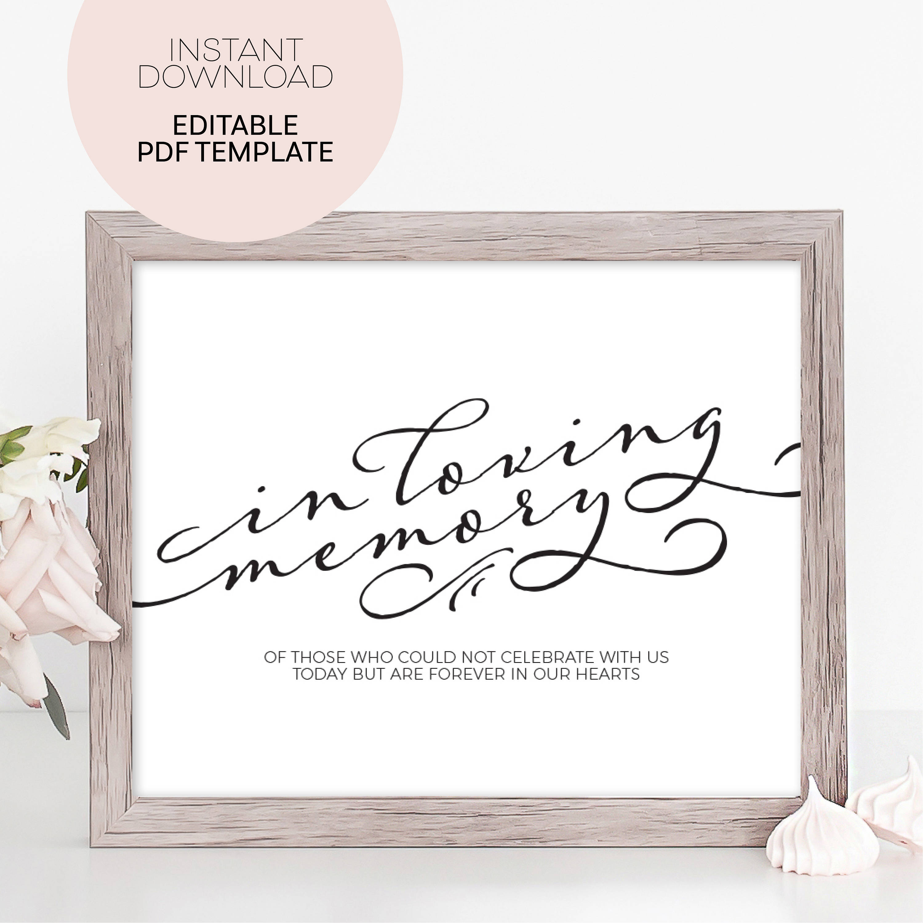 In Loving Memory Wedding Sign Printable Wedding Memory Sign | Etsy