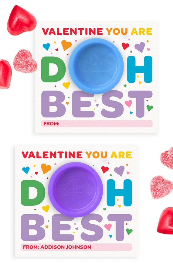 Play Doh Valentine Cards for Kids | Kids Classroom Valentine Cards by ...