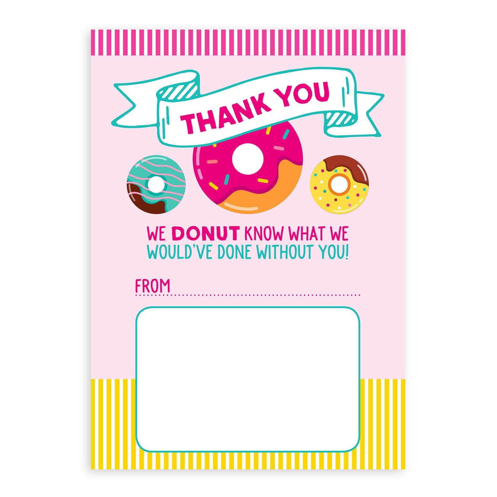 Donut Teacher Thank You Card Printable Gift Card Holder and - Etsy