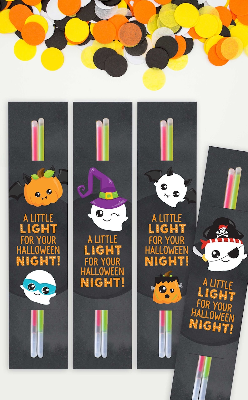 Halloween Glow Stick Tags Printable Instant Download File - Glow Stick ...