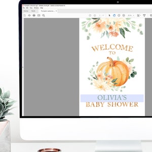 Pumpkin Baby Shower Welcome Sign for Fall Baby Shower - Printable ...