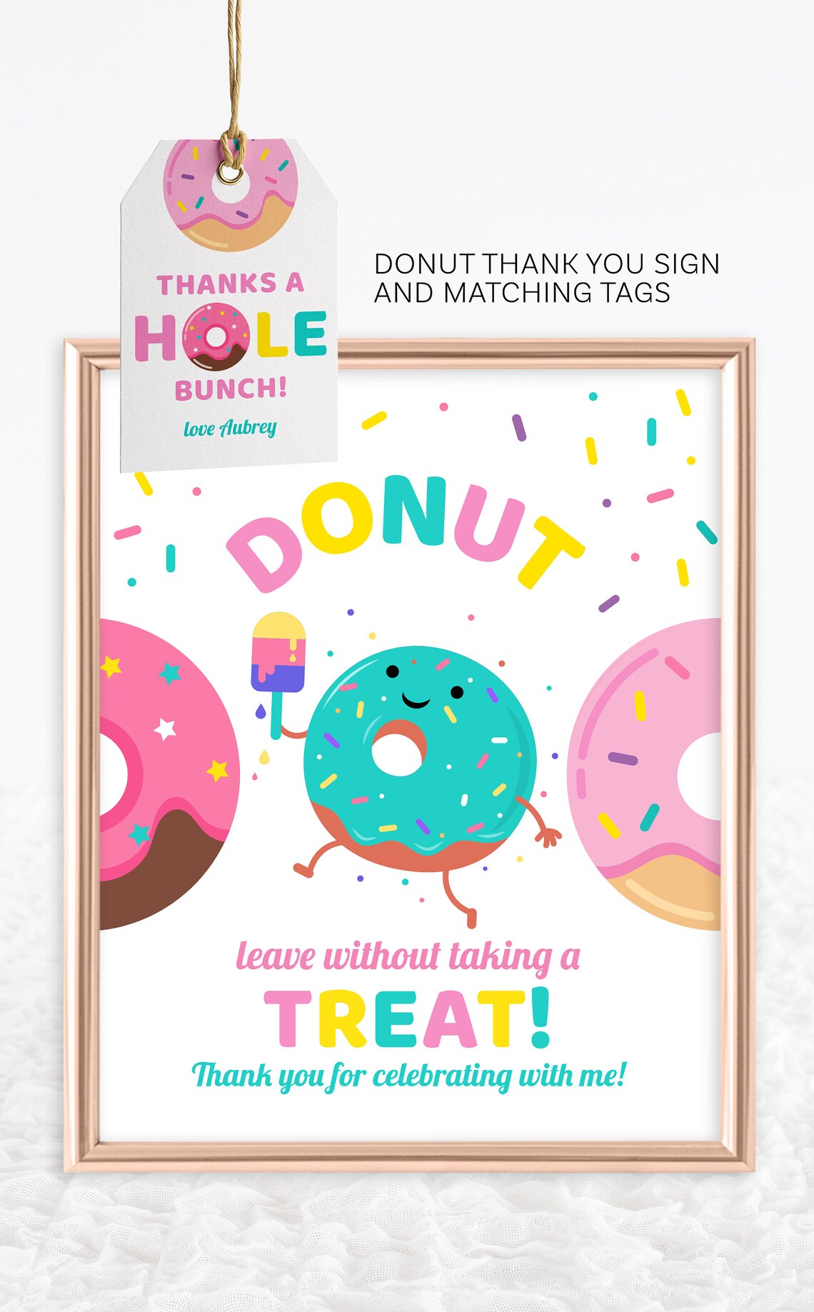 Donut Birthday Party Thank You Tags and Sign Comes as a - Etsy