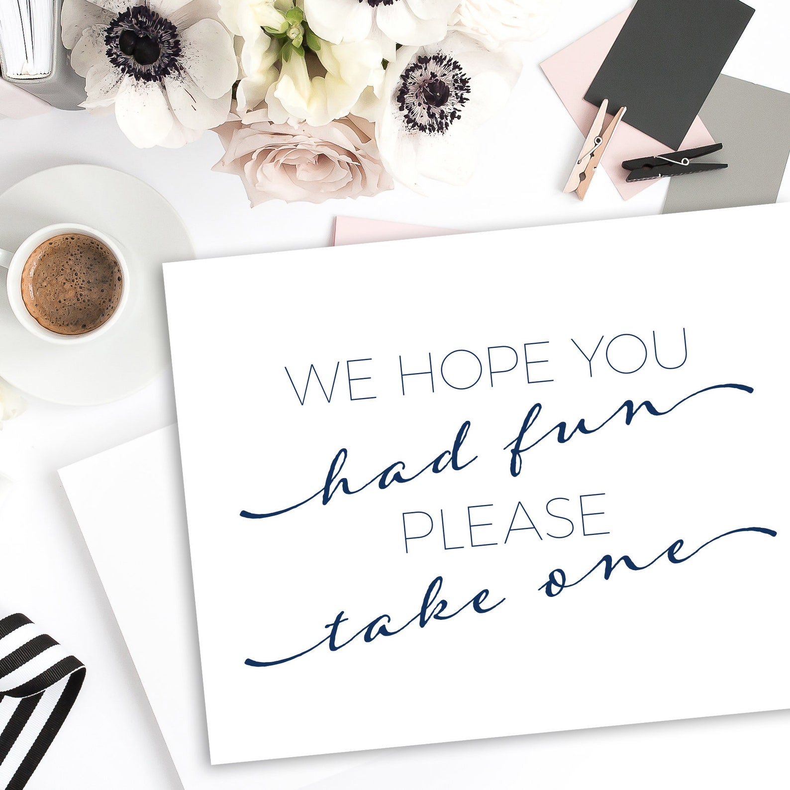 Navy We Hope You Had Fun Please Take One Printable Wedding - Etsy