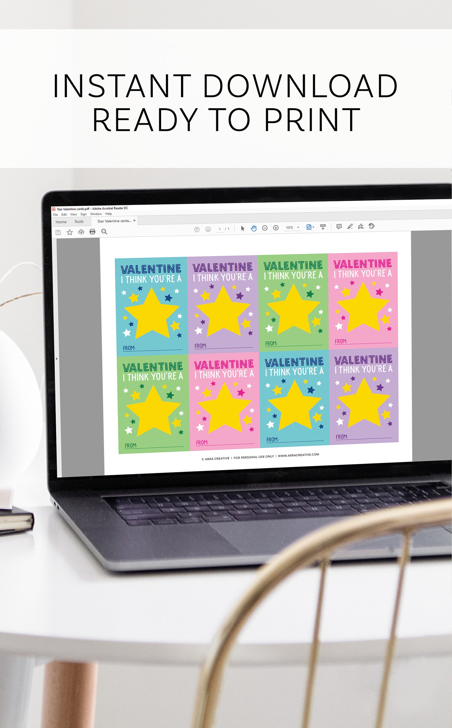 Starburst Valentines Day Cards for Kids Printable Star - Etsy