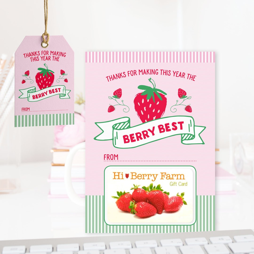 Berry Best Teacher Thank You Card Printable Gift Card Holder and Thank ...