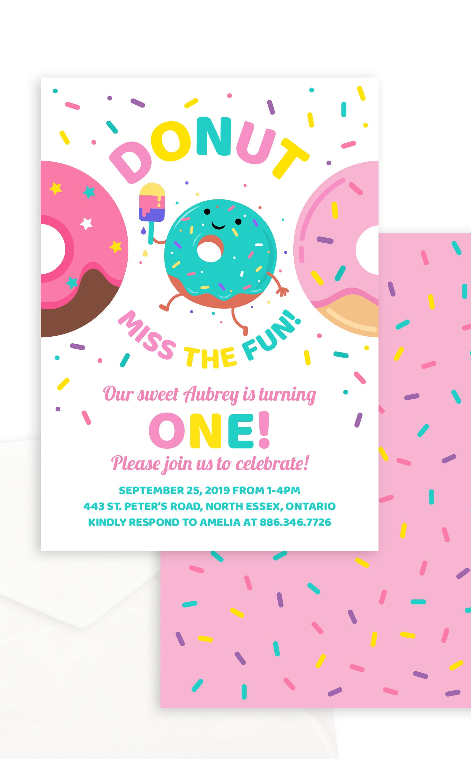Donut Birthday Invitation Printable Instant Download File | Etsy