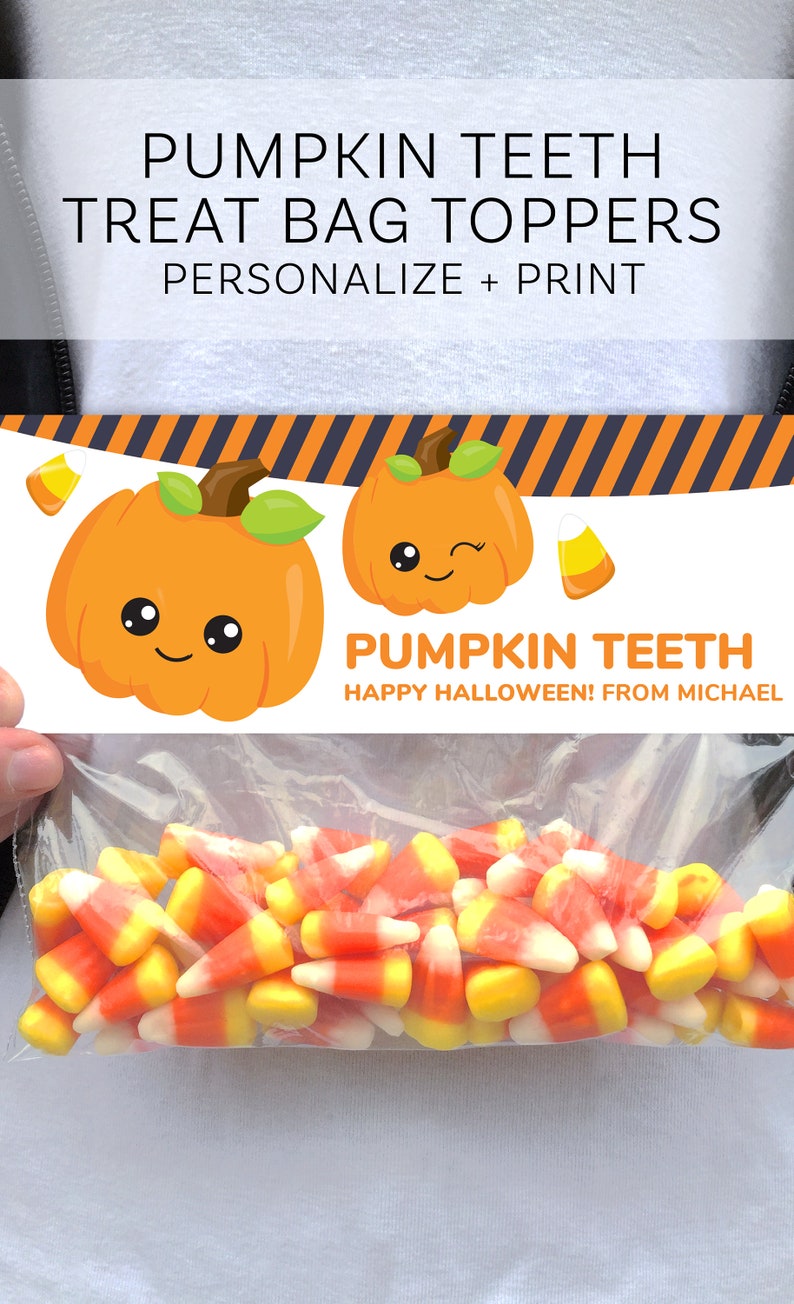 Halloween Treat Bag Topper Printable File Pumpkin Teeth | Etsy