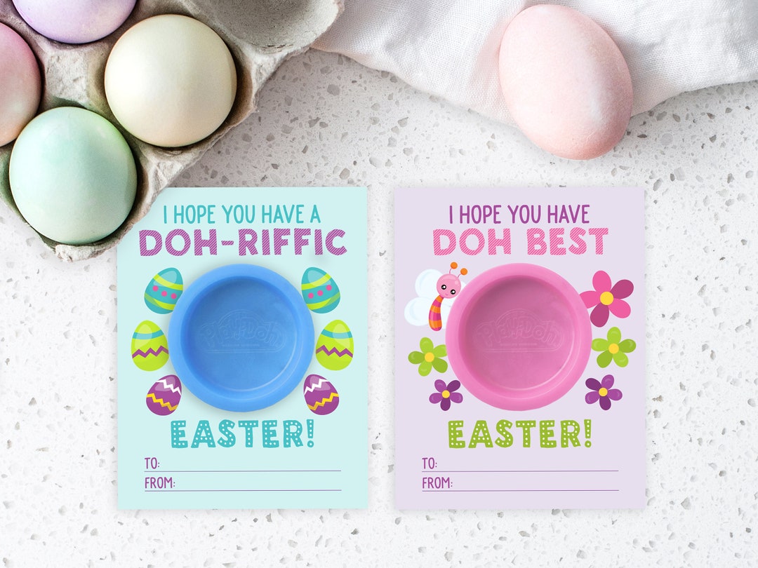Play Doh Easter Cards for Kids | Printable Non-candy Easter Cards for ...
