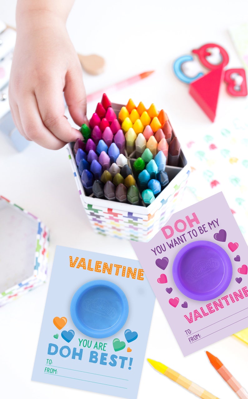 Printable Play Doh Valentines Day Cards for Kids Non-candy - Etsy