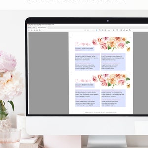 Pink Baby in Bloom Baby Shower Menu Template | Printable Menu With Pink ...
