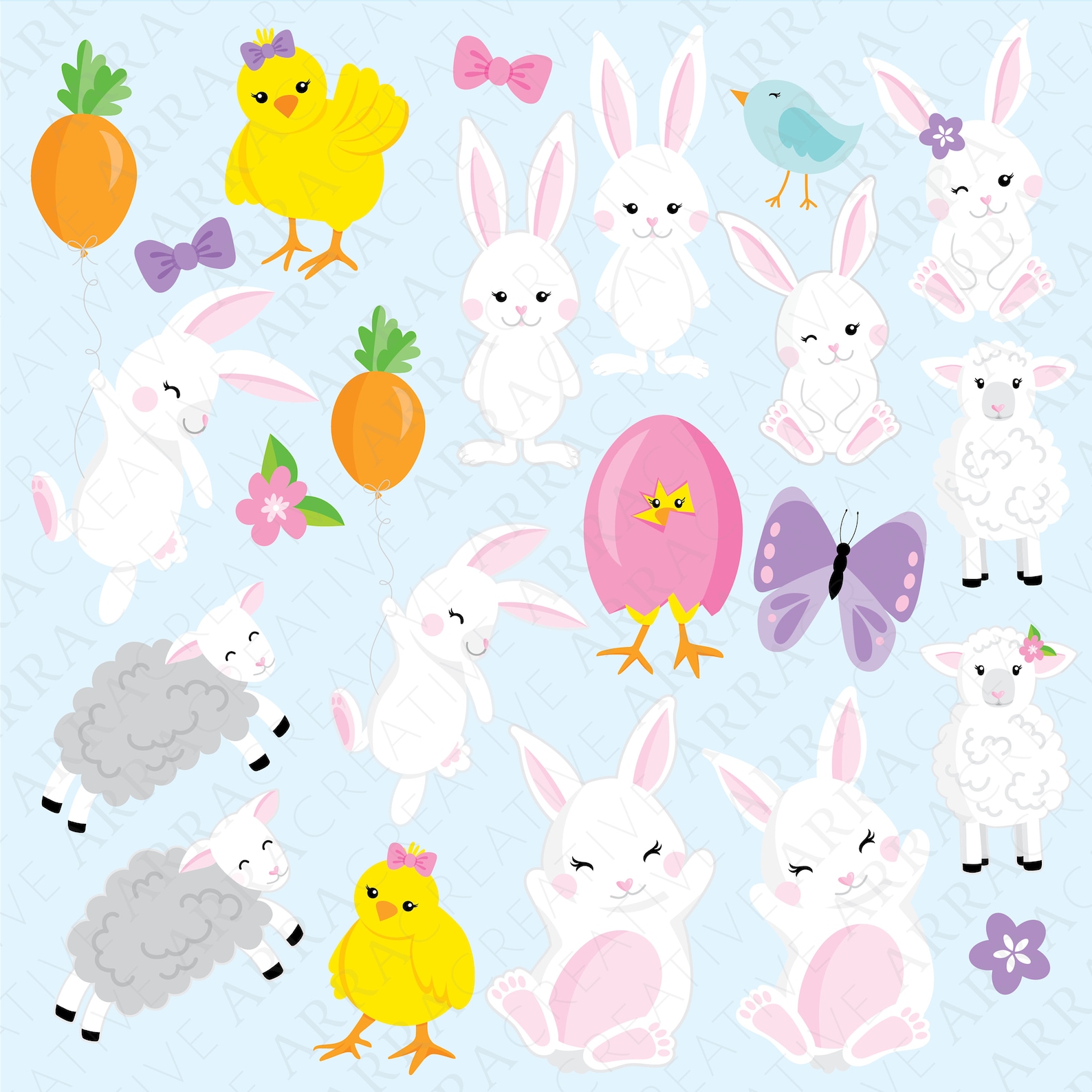 Easter Clip Art Bundle of 80 Easter Graphics Instant - Etsy