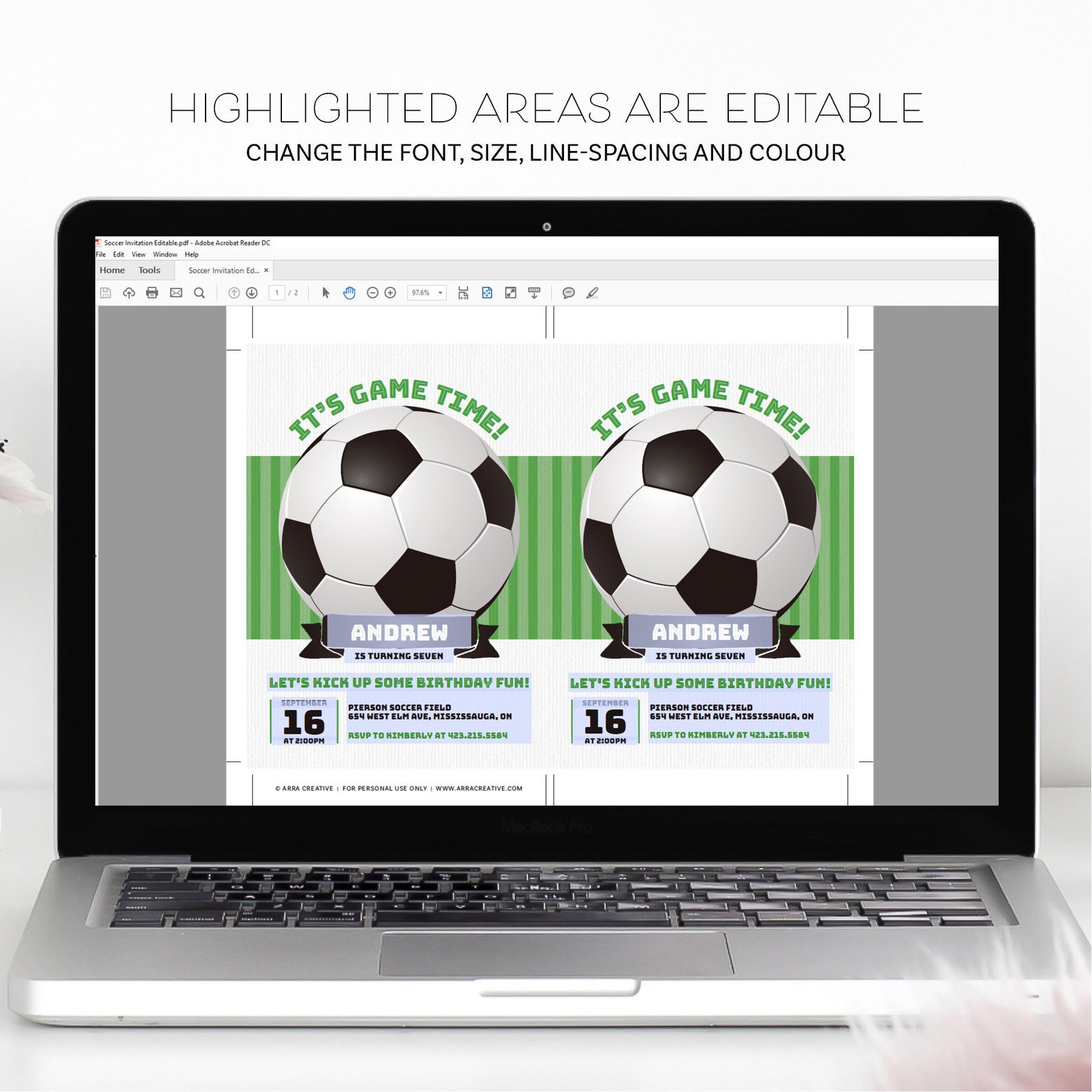 Soccer Invitation Printable Instant Download File / Soccer | Etsy