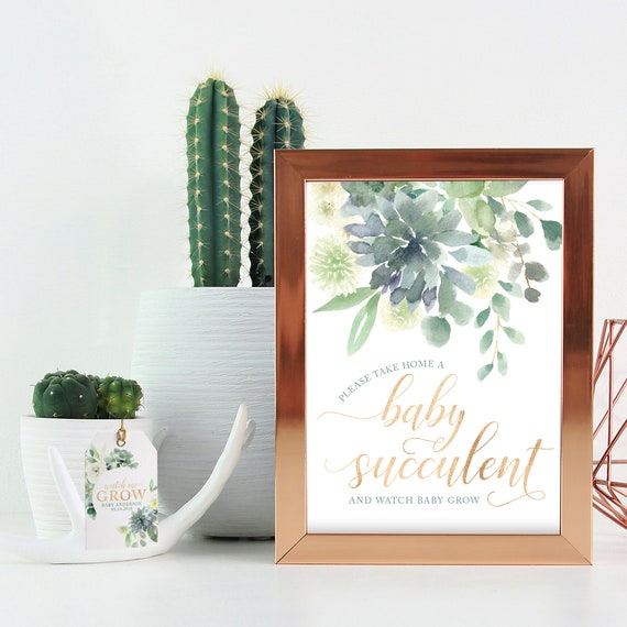 Succulent Watch Me Grow Favor Tags Printable Files - Succulent Baby ...
