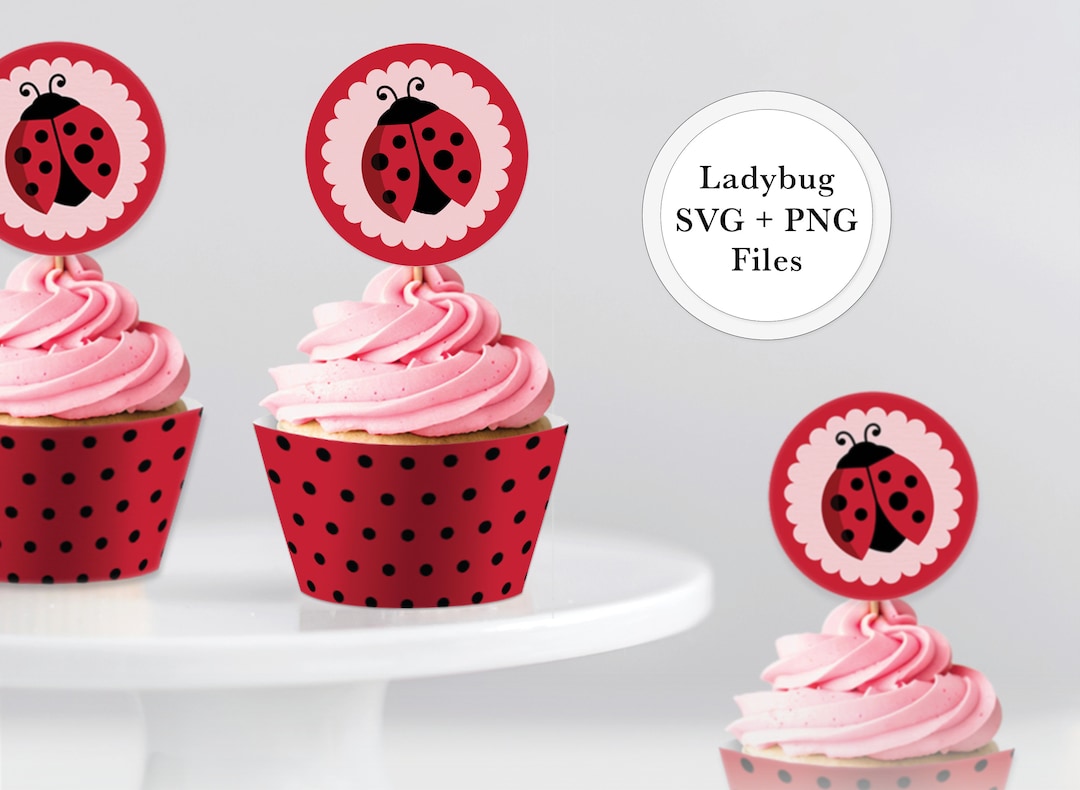 Ladybug Cupcake SVG Files | Ladybug Birthday Party Decorations - Etsy