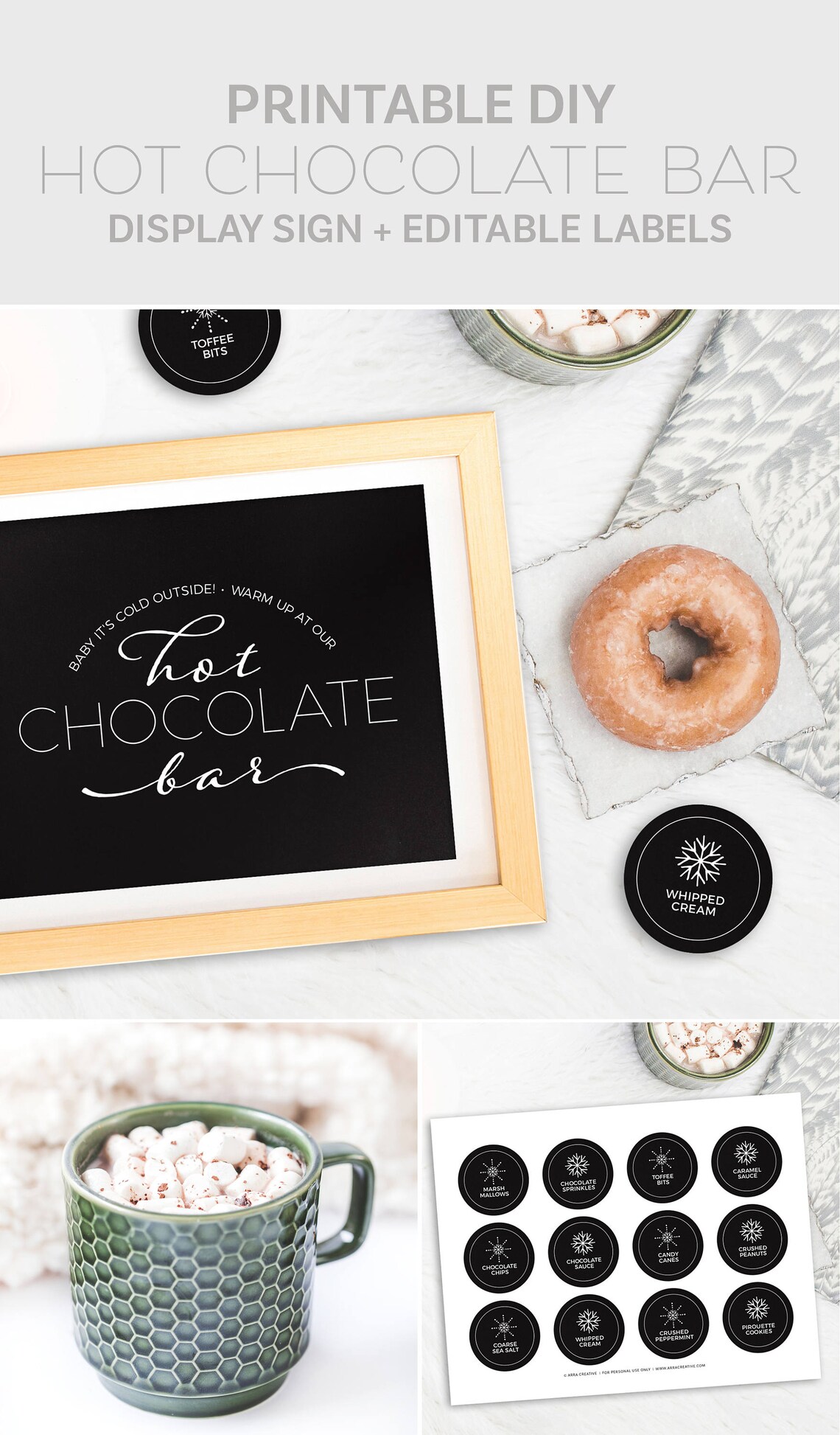 Hot Chocolate Bar Sign Printable File Instant Download Hot - Etsy