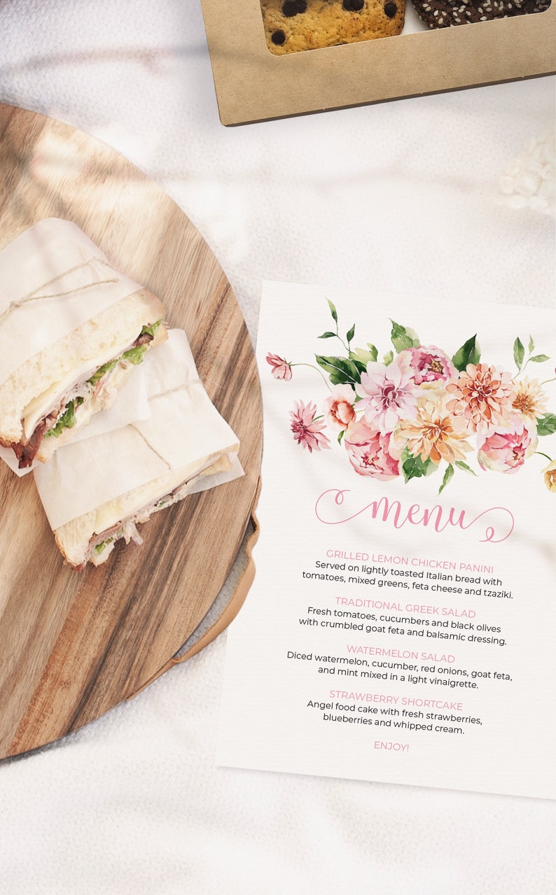 Pink Baby in Bloom Baby Shower Menu Template Printable Menu - Etsy