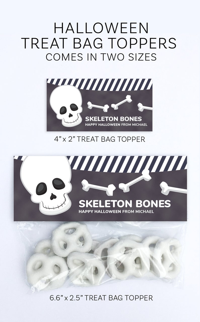 Halloween Treat Bag Toppers Printable File With Skeleton Bones | Etsy