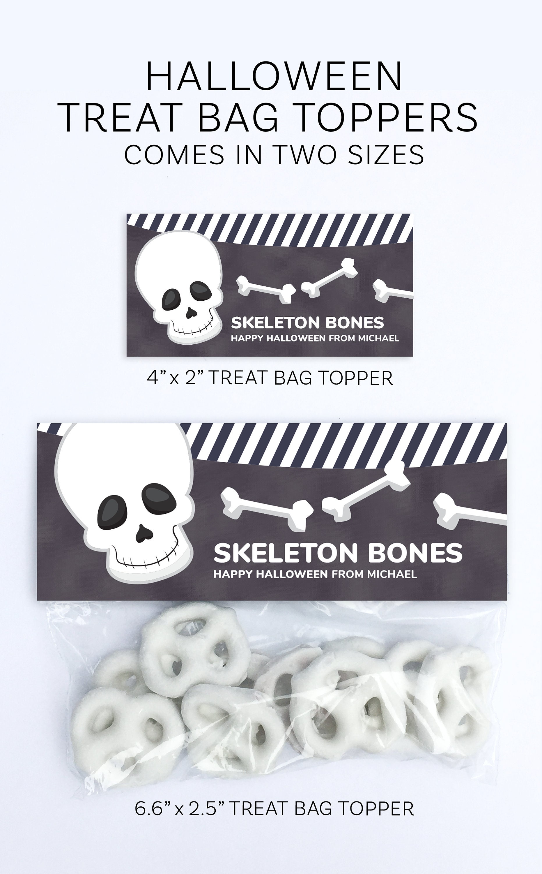 Halloween Treat Bag Toppers Printable File With Skeleton Bones | Etsy