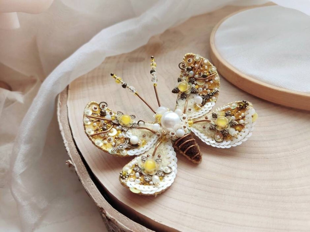 Yellow Butterfly Jewelry Delicate Spring Brooch, Perfect Gift for Her ...