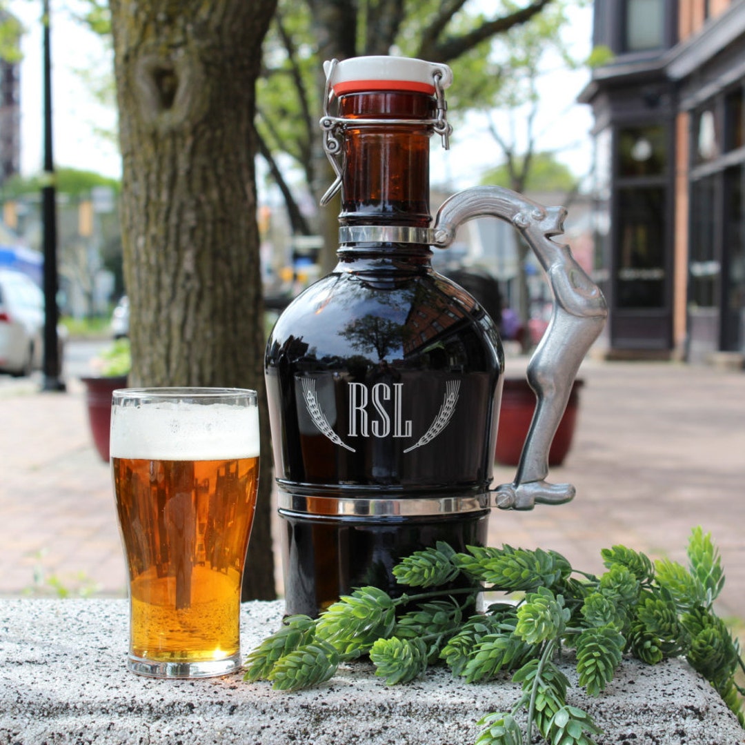 Custom Engraved Beer Growler With Ceramic Flip Top - Real German ...