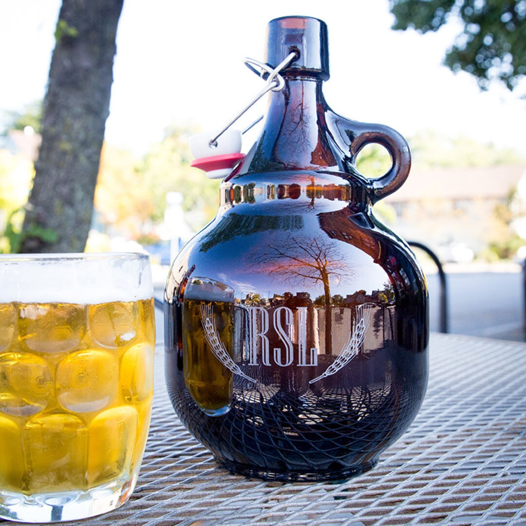 Five (5) Custom Beer Growlers With Flip Top **HAND ENGRAVED** Groomsmen ...