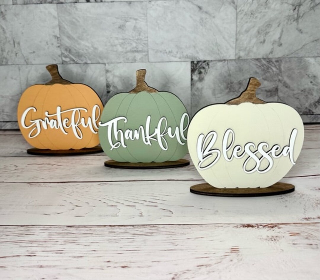 Grateful, Thankful, Blessed Trio of Pumpkins | Autumn | Fall ...