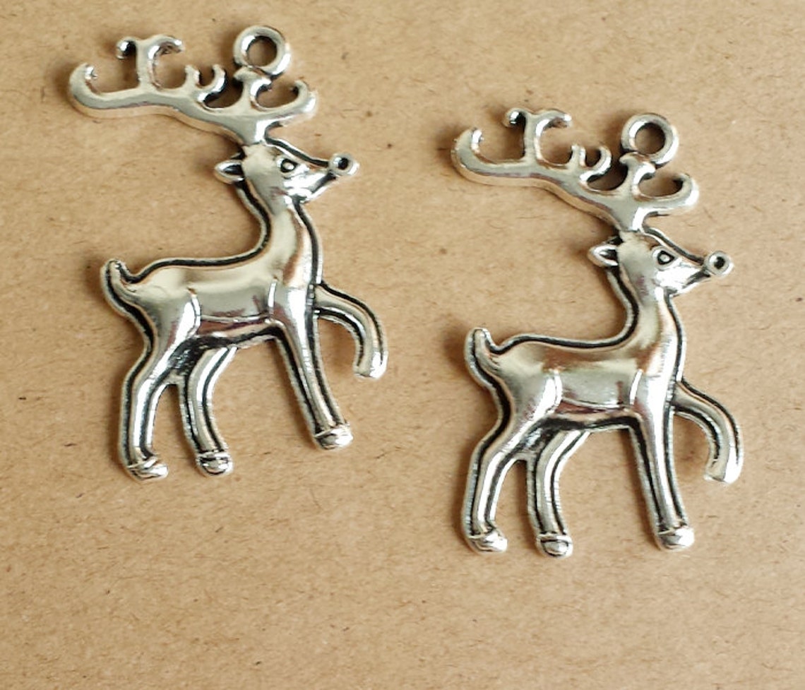 10pcs 39x24mm Antique Silver Vintage Style Deer Charm Deer Pendant ...