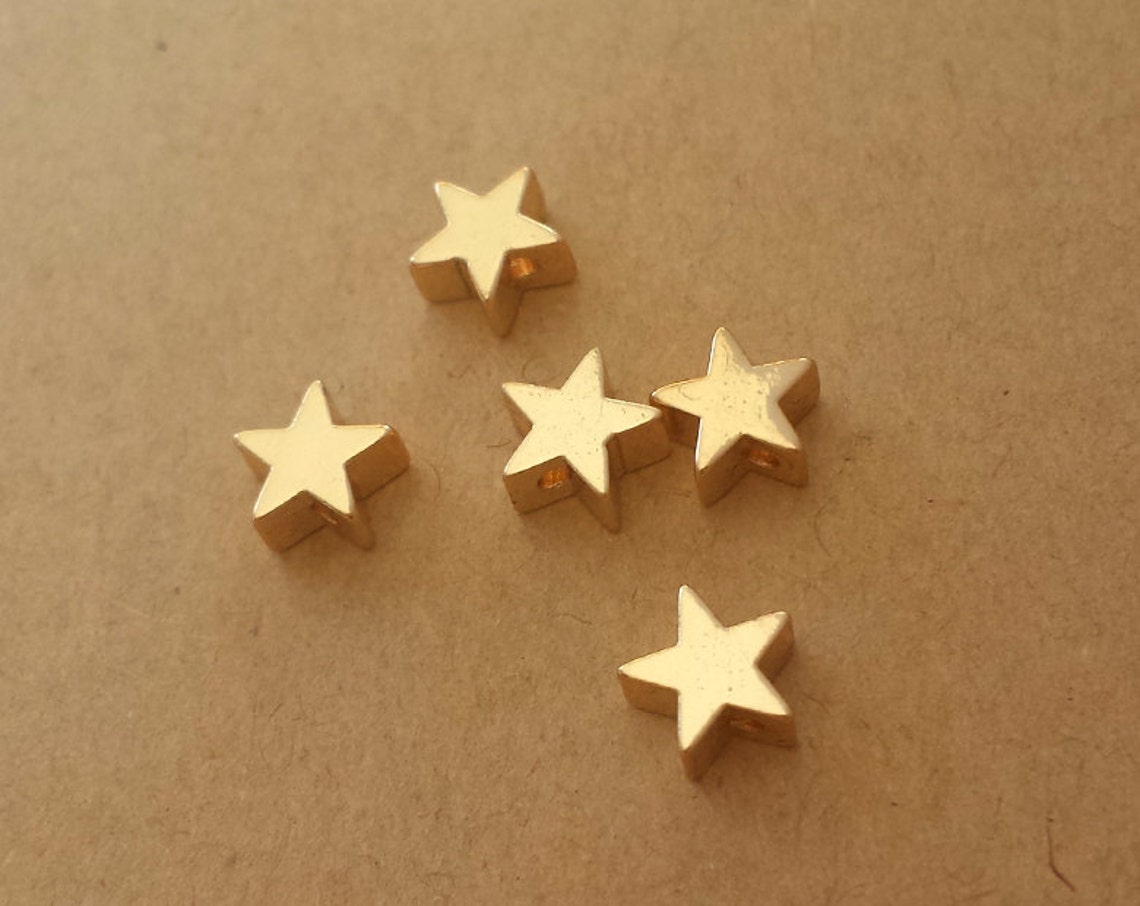 7x3mm Gold Star 18k Gold Plated Tiny Star Golden Star Bead - Etsy