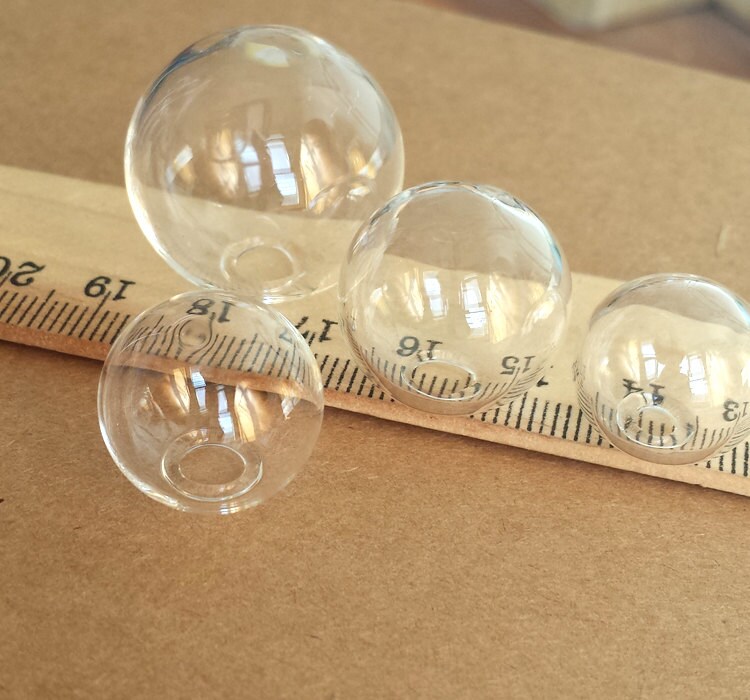 2pcs Transparent Glass Ball, Glass Dome. Wishing Bottle Pendant GB02 - Etsy