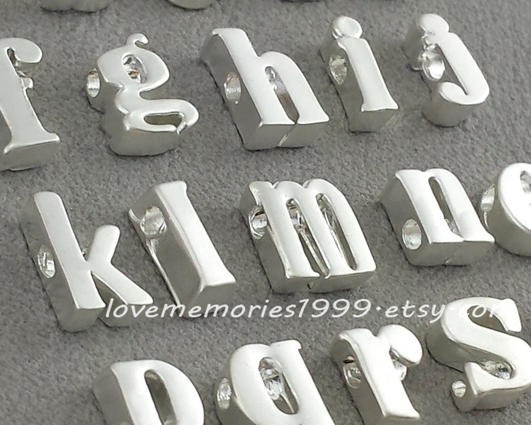 7x5x3mm Matte Siver Plated, Silver Plated Brass Tiny Letters, Silver ...