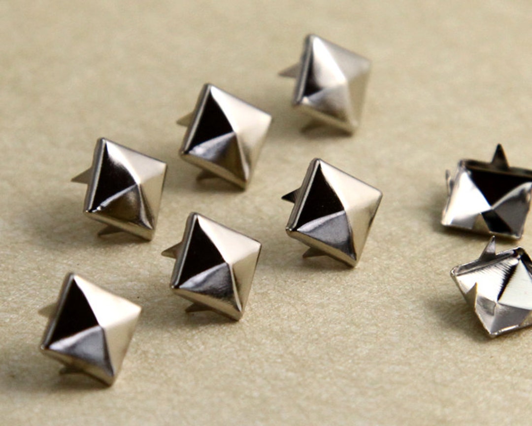 100pcs Silver Rivet Stud，metal Pyramid Rivet Stud, Square Rivet 7mm,8mm ...