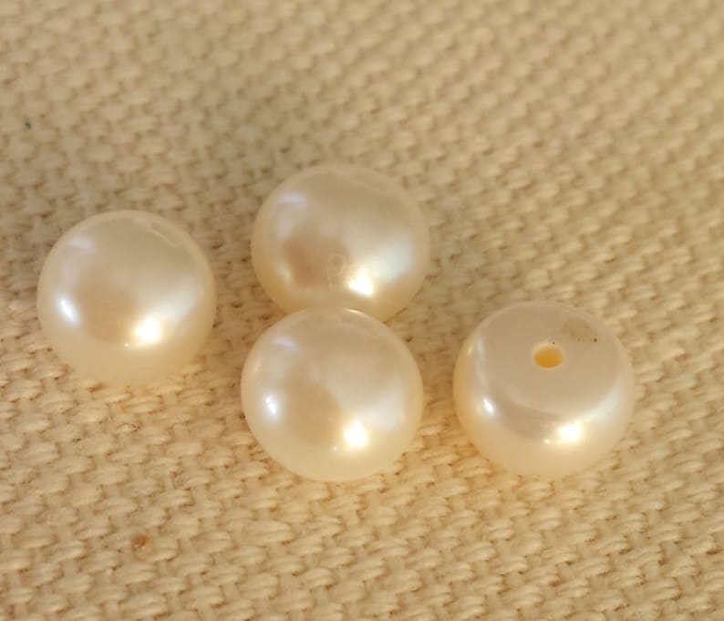 2PCS Half Hole Drilled Pearl Round Pearl Half Hole Freshwater | Etsy