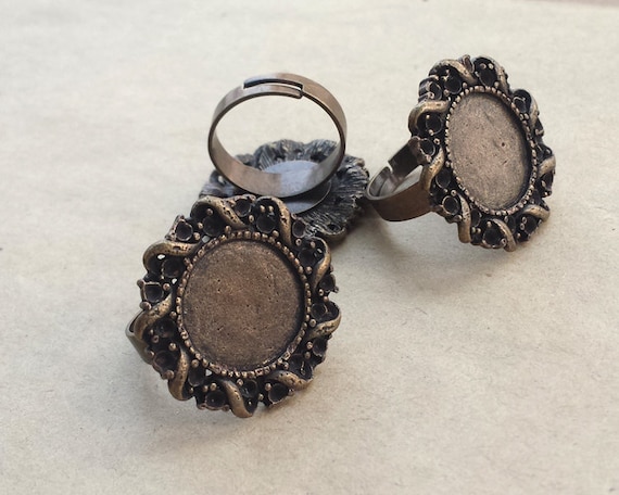 5pcs Antique Bronze Ring Adjustable Rings With 15mm | Etsy