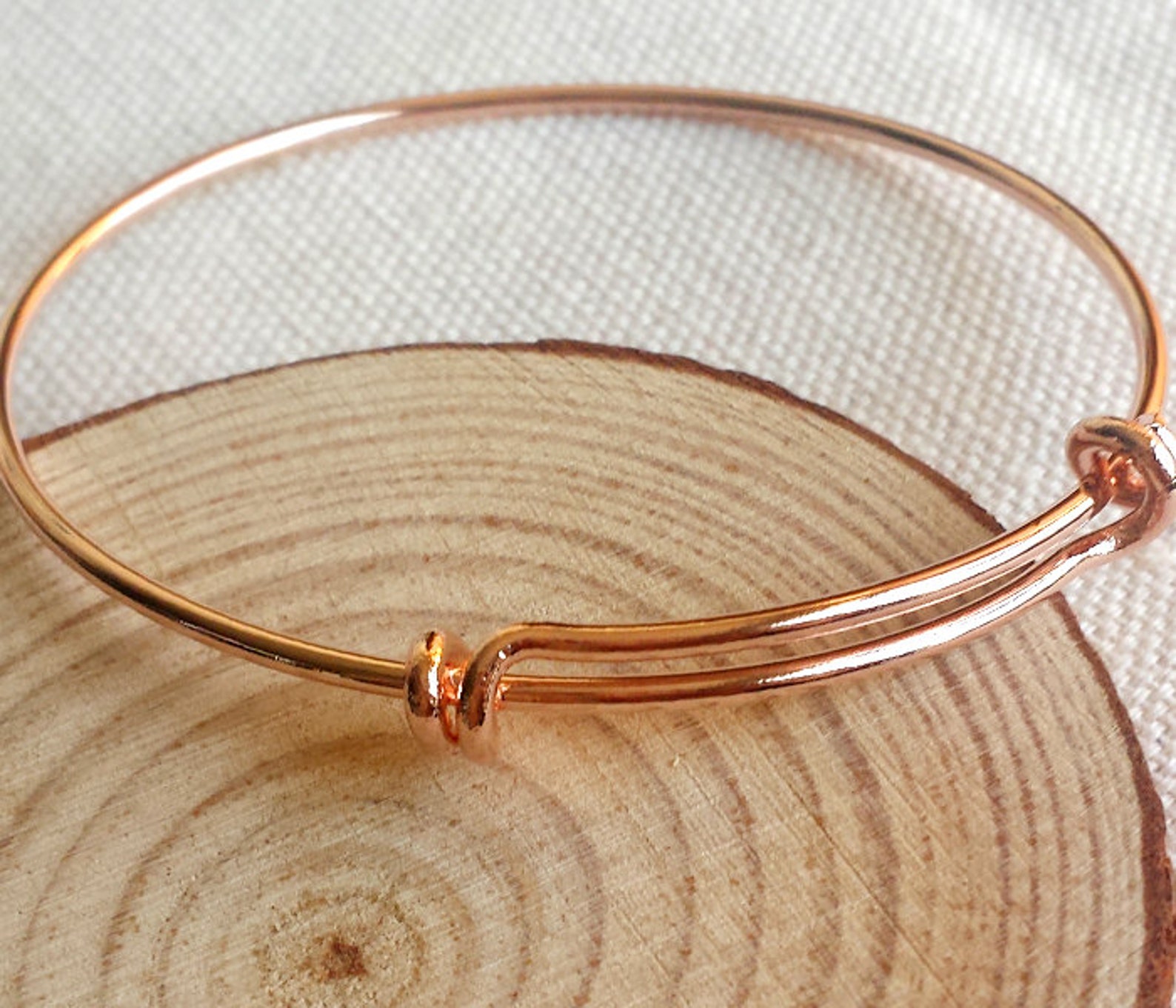 2PCS 65x2mm Expandable Bangle Bracelet ,rose Golden Adjustable Bangles ...