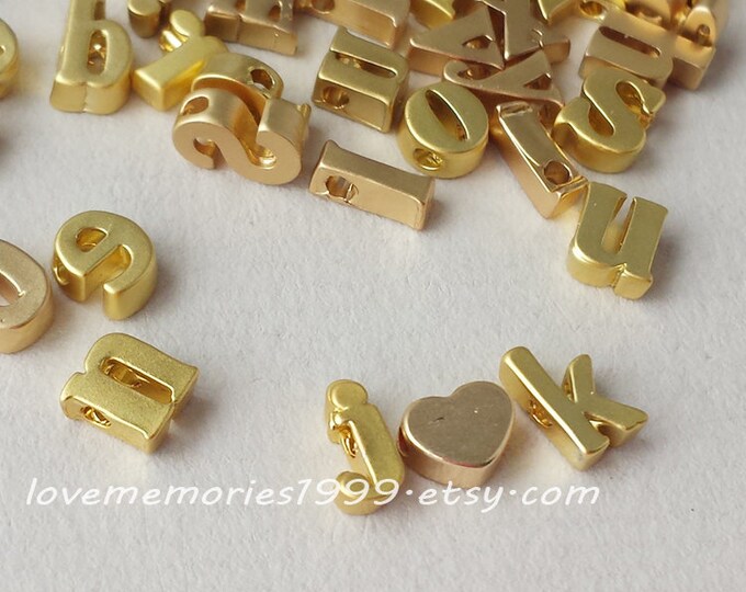 7x5x3mm Matt Gold Plated, Tiny Letters, Alphabet Bead, Lower Case ...