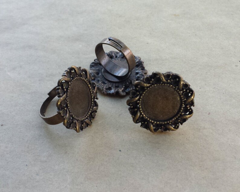 5pcs Antique Bronze Ring Adjustable Rings With 15mm Filigree - Etsy