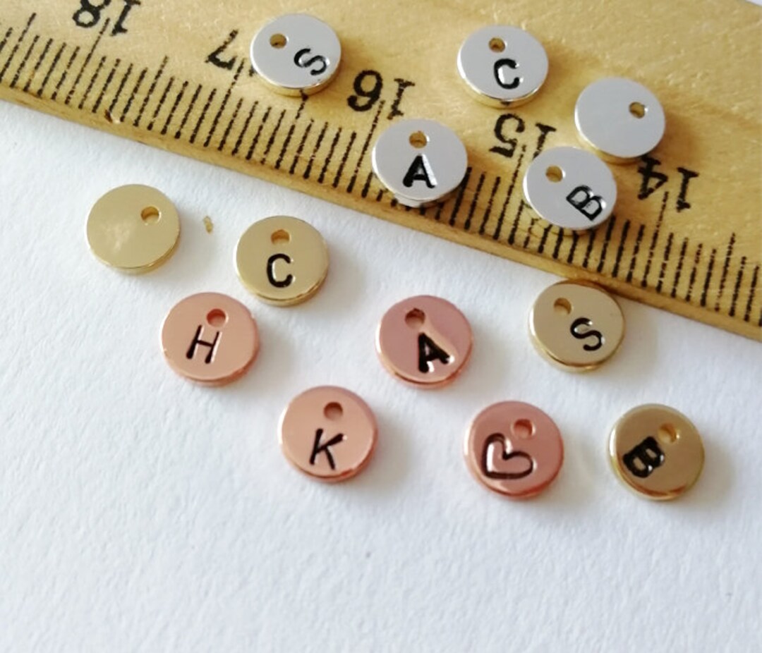 6mm Round Letters Charm, Plated Silver Tiny Letters, Golden, Rose ...