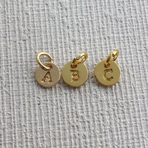 6mm Mini Round Letters Charm Plated 18k Gold Tiny Letters - Etsy