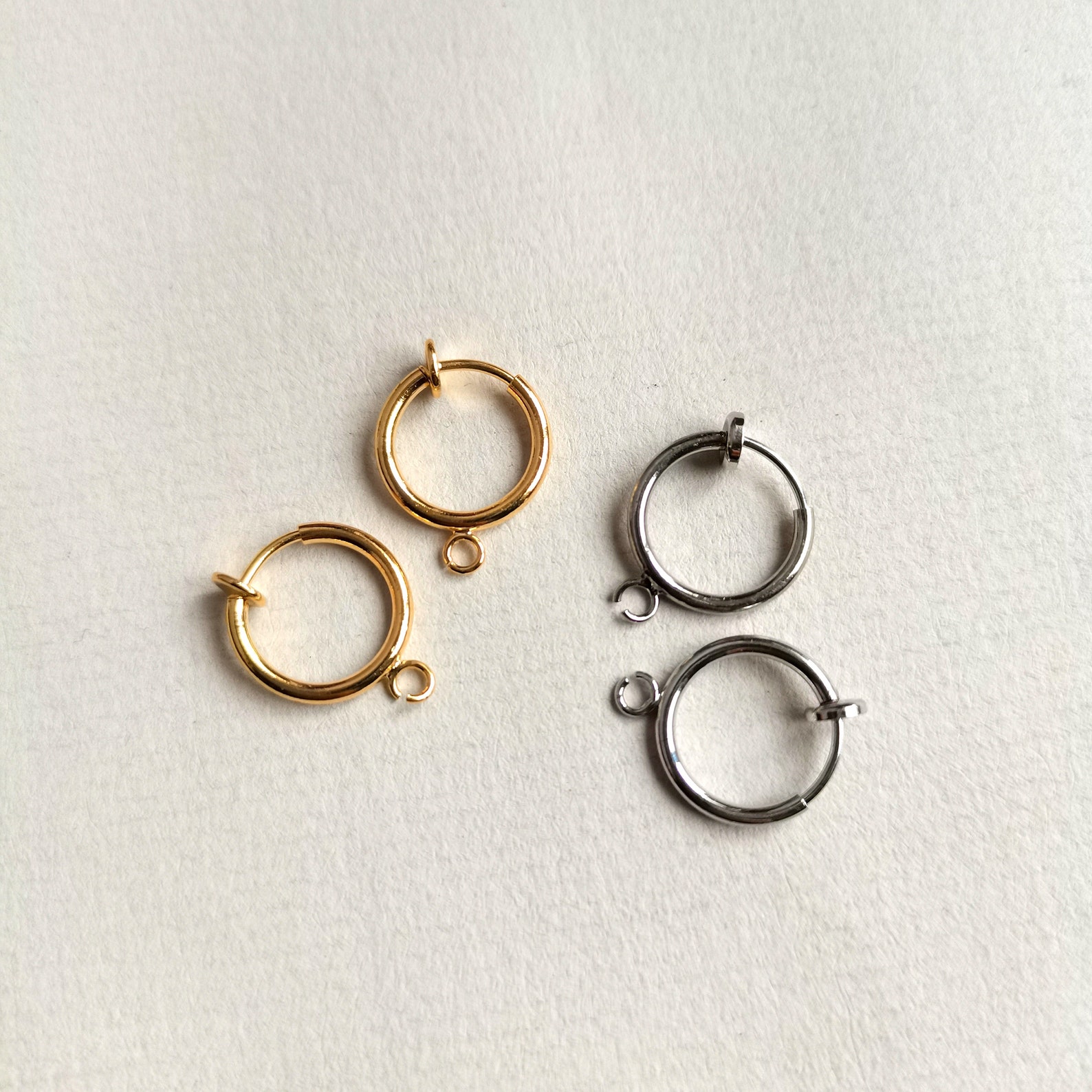 4pcs 2pair 13mm golden round earrings ear clips pendientes - Etsy España