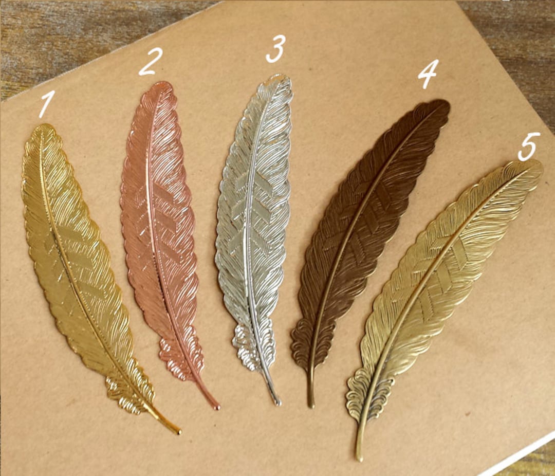 5 Pcs 110x23mm Brass Feather Filigree Jewelry Stampings ，golden Feather ...