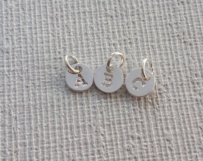 6mm Round Letters Charm, Plated Silver Tiny Letters, Silver Mini ...