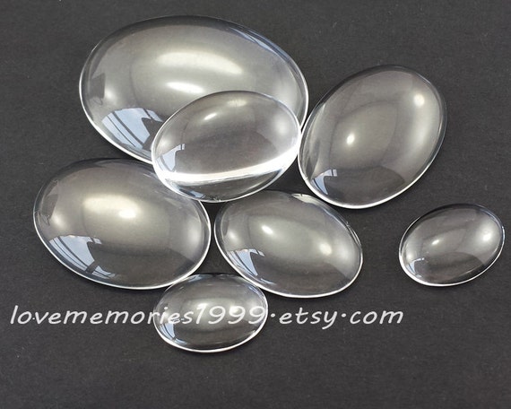 20 Pcs Oval Clear Glass Transparent Oblate Cabochon Cameo CB03 - Etsy