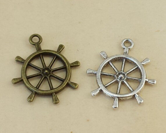 10 unidades 25mm encanto de timón de bronce antiguo antiguo | Etsy