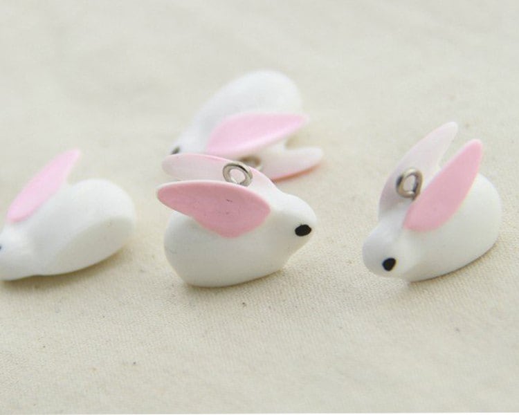 4pcs Resin Rabbits 3D 9x17x20mm Lovely Little White Rabbit | Etsy