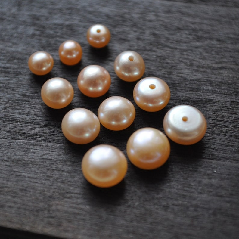 2PCS Half Hole Drilled Pearl Round Pearl Half Hole Freshwater | Etsy