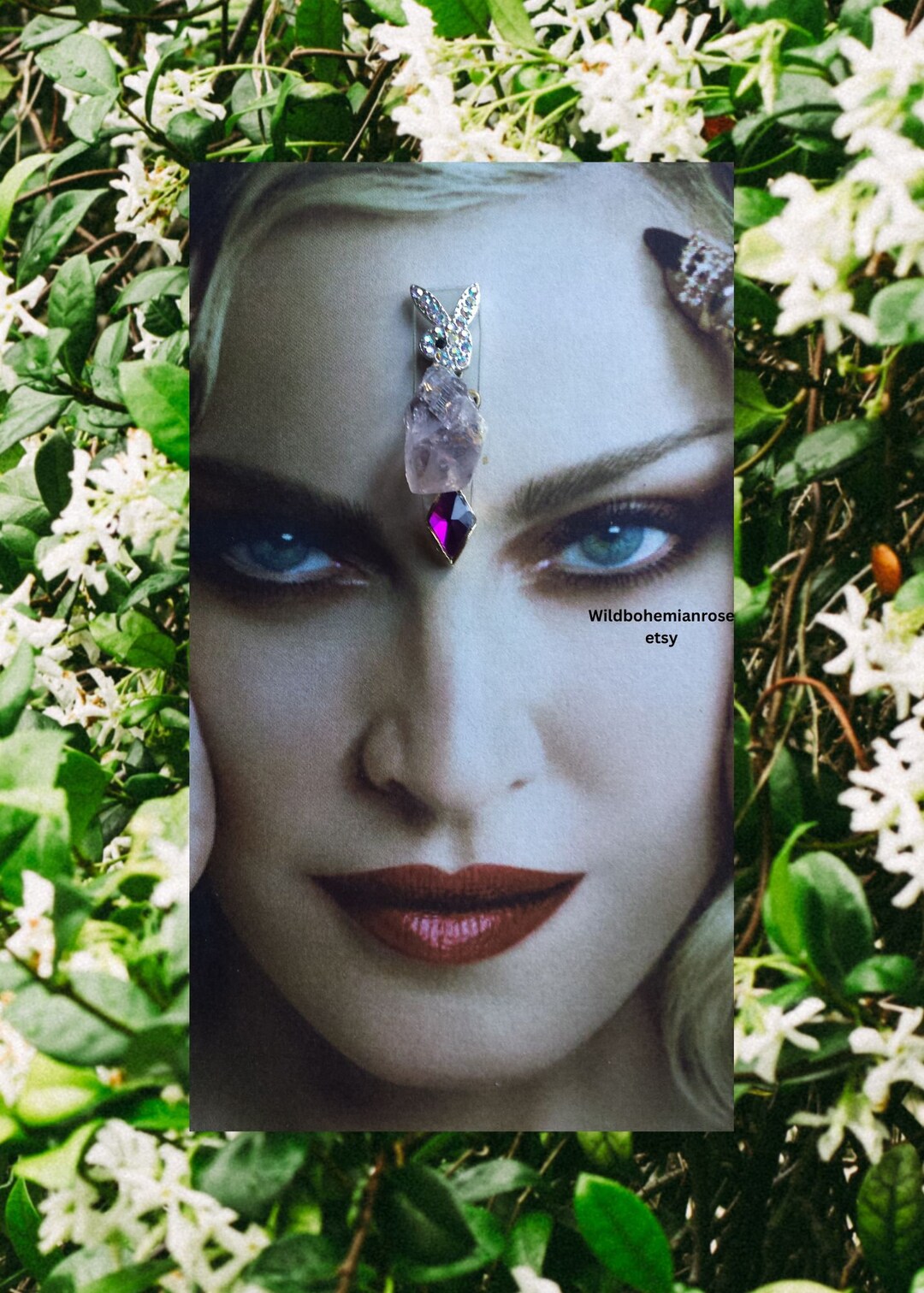 Bunny Amethyst Gemstone Bindi, Tribal Fusion Bindi, Third Eye Bindi ...
