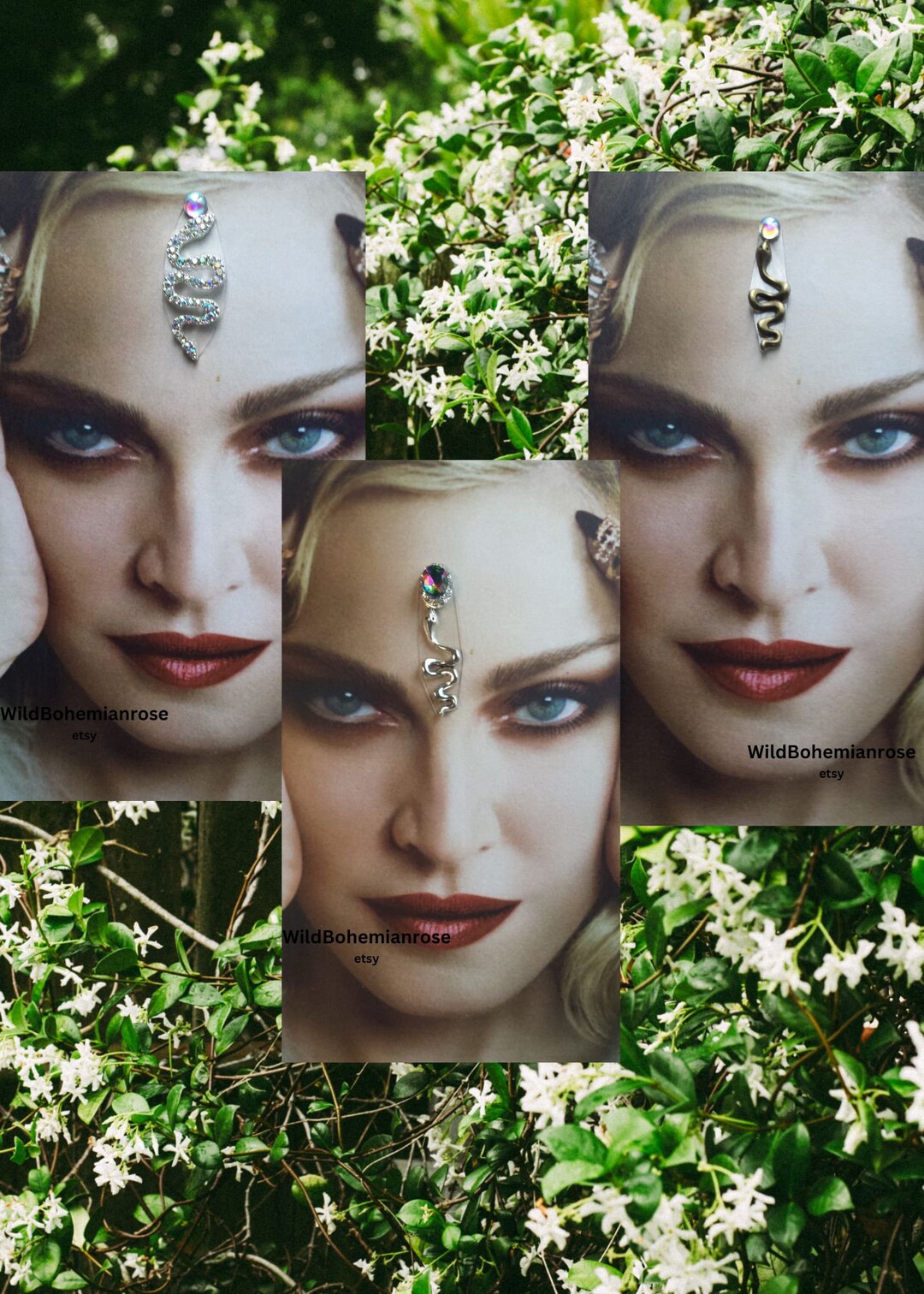 New Snake Vitrail Bindi,crystal Gemstone Headpiece,tribal Fusion ...